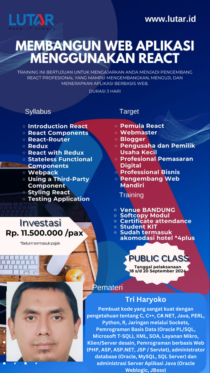 Membangun Web Aplikasi Menggunakan React - Lutar Training